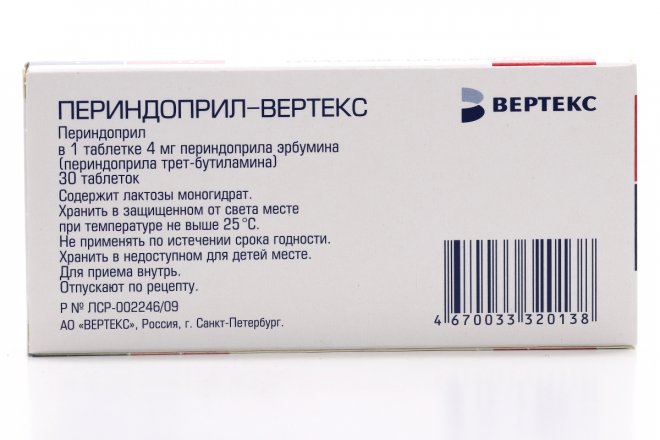 Периндоприл Вертекс 4 мг 30 шт таблетки купить по цене 303 руб в