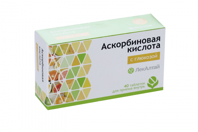 Аскорбиновая кислота с глюкозой, 1 г, 40 шт, таблетки – купить по цене ...