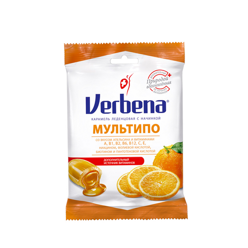 Карамель Вербена Мультипо с витаминами апельсиновая, 60 г – купить по ...