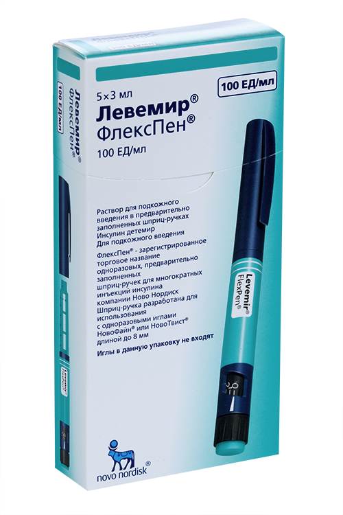 Левемир ФлексПен 100 ЕД/мл, 3 мл, 5 шт, раствор для подкожного введения ...