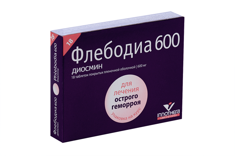Флебодиа 600 600 мг, 18 шт, таблетки покрытые пленочной оболочкой ...