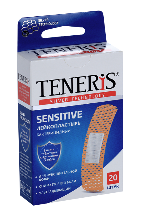 Пластырь Тенерис Сенситив бактериц с ионами серебра на нетканой основе ...