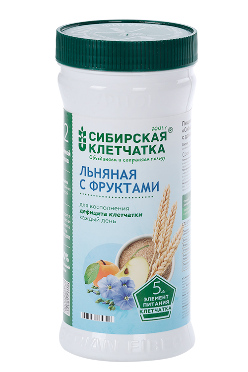 Клетчатка Сибирская льняная с фруктами, 280 г – купить по цене 137 руб ...