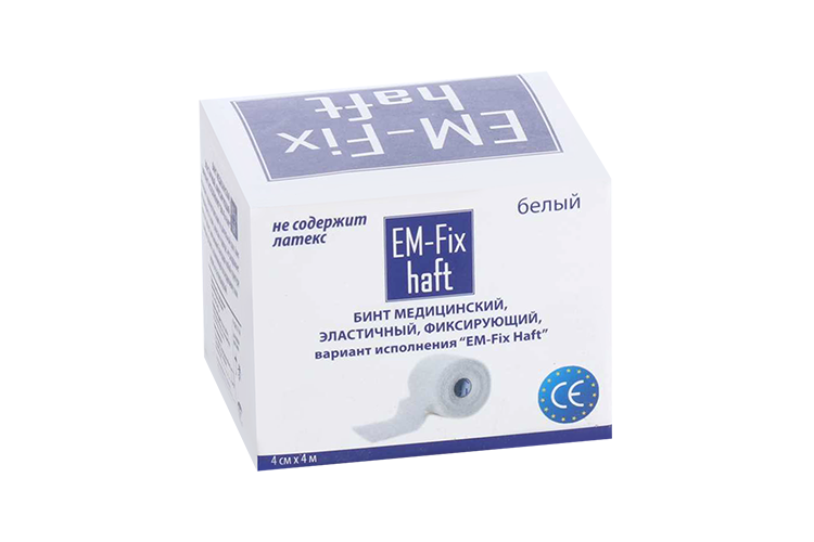Бинт EM-Fix Haft медицин эластич фиксир белый 4 см х 4 м – купить по ...