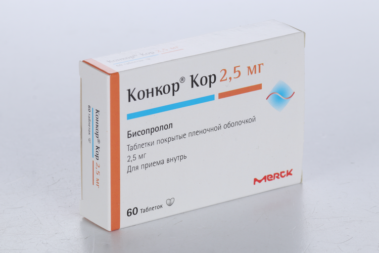 Конкор Кор 2.5 мг, 60 шт, таблетки покрытые пленочной оболочкой ...