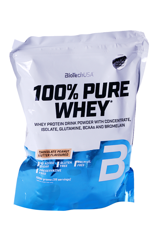 Протеин сыворот BioTechUSA 100% Pure Whey шоколад-арахис масло, 1 000 г ...