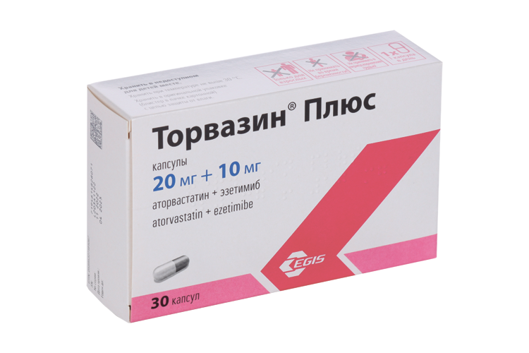 Торвазин Плюс 20 мг+10 мг, 30 шт, капсулы – купить по цене 862 руб. в ...
