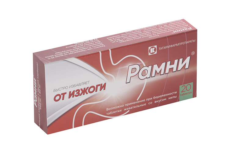 Рамни 680 мг+80 мг, 20 шт, таблетки жевательные мятные – купить по цене ...