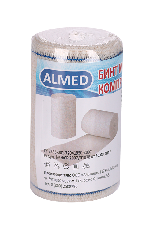 Бинт Almed мед эласт компресс в/раст с двумя металл клипсами 1,5м х ...