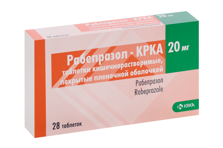 Рабепразол-КРКА 20 мг, 28 шт, таблетки кишечнорастворимые покрытые ...