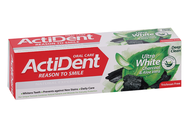 З/паста ACTIDENT Уголь и Алоэ вера Ultra White б/триклозана, 100 г ...